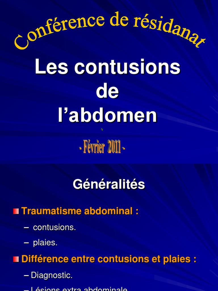 Les Contusions de l'Abdomen | Saignement | Médecine de soins intensifs