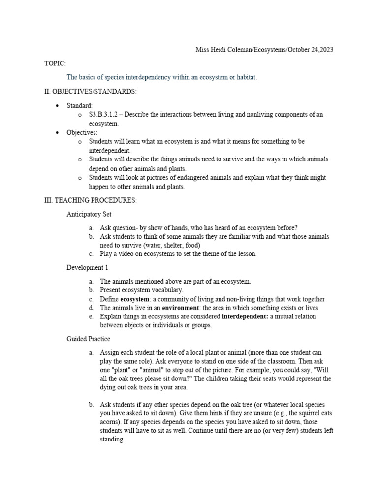 Ed Tech Lesson Plan | Download Free PDF | Ecosystem | Species