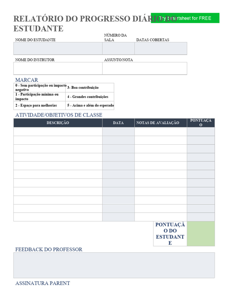 IC Student Daily Progress Report 57293 WORD PT | PDF