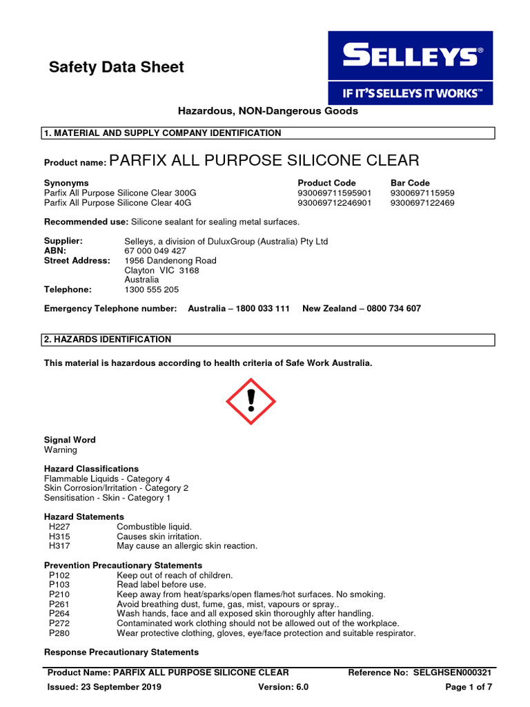 Parfix All Purpose Silicone Clear-Aus Ghs | PDF | Self-Improvement ...