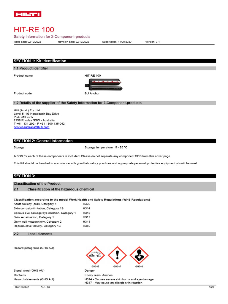 Material Safety Datasheet HIT RE 100 en Material Safety Datasheet IBD WWI 00000000000005135087 ...