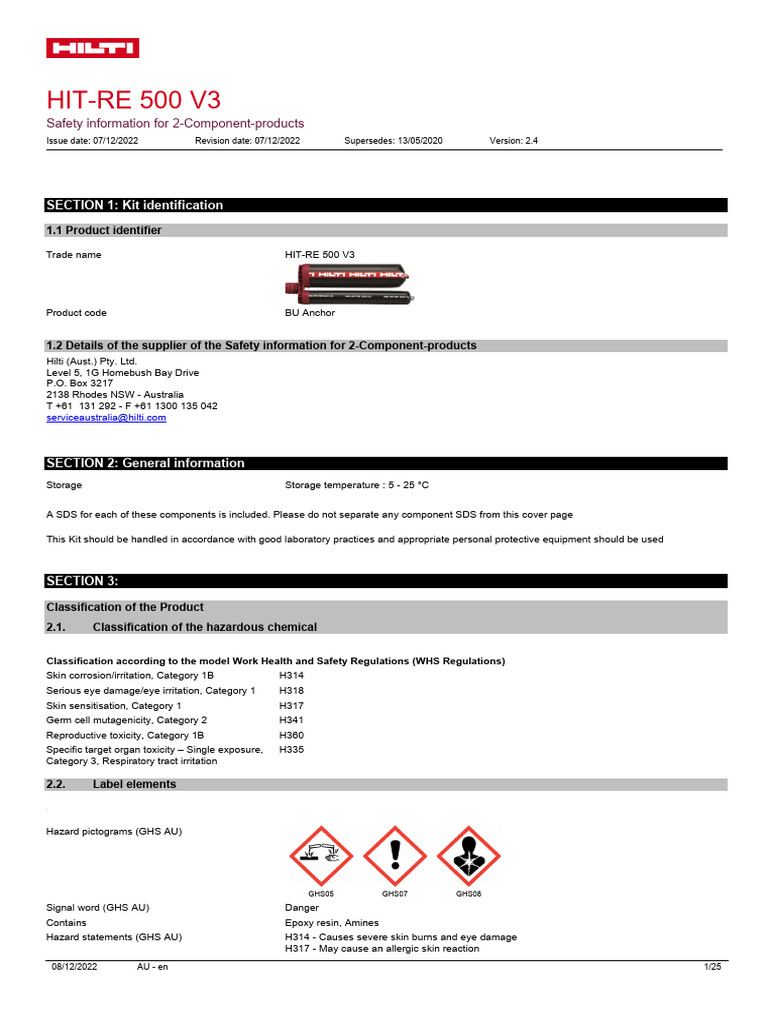 Material Safety Datasheet HIT RE 500 V3 en Material Safety Datasheet ...