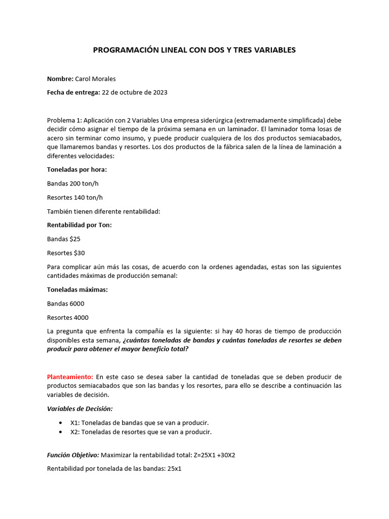 Deber 1 Programación 2 y 3 Variables | PDF