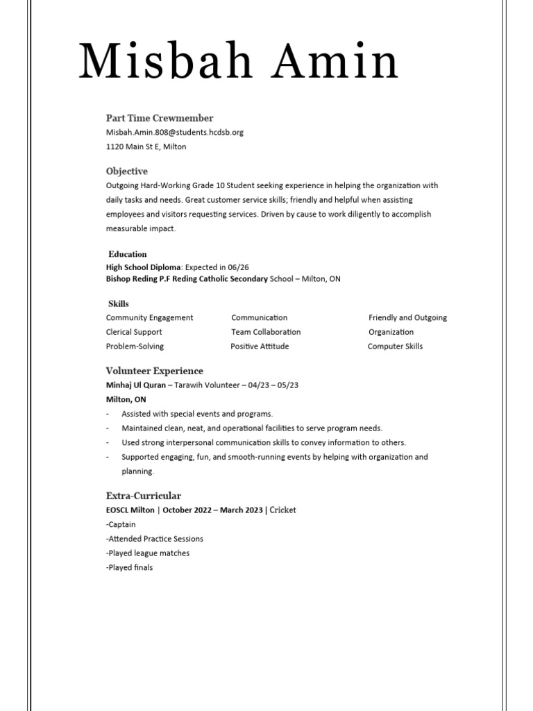 Misbah Amin RESUME | PDF