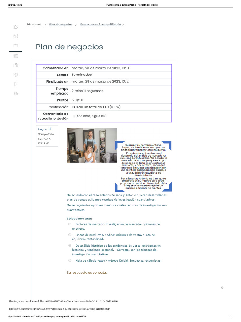 Puntos Extra 5 Autocalificable Revisi N Del Intento PDF | PDF