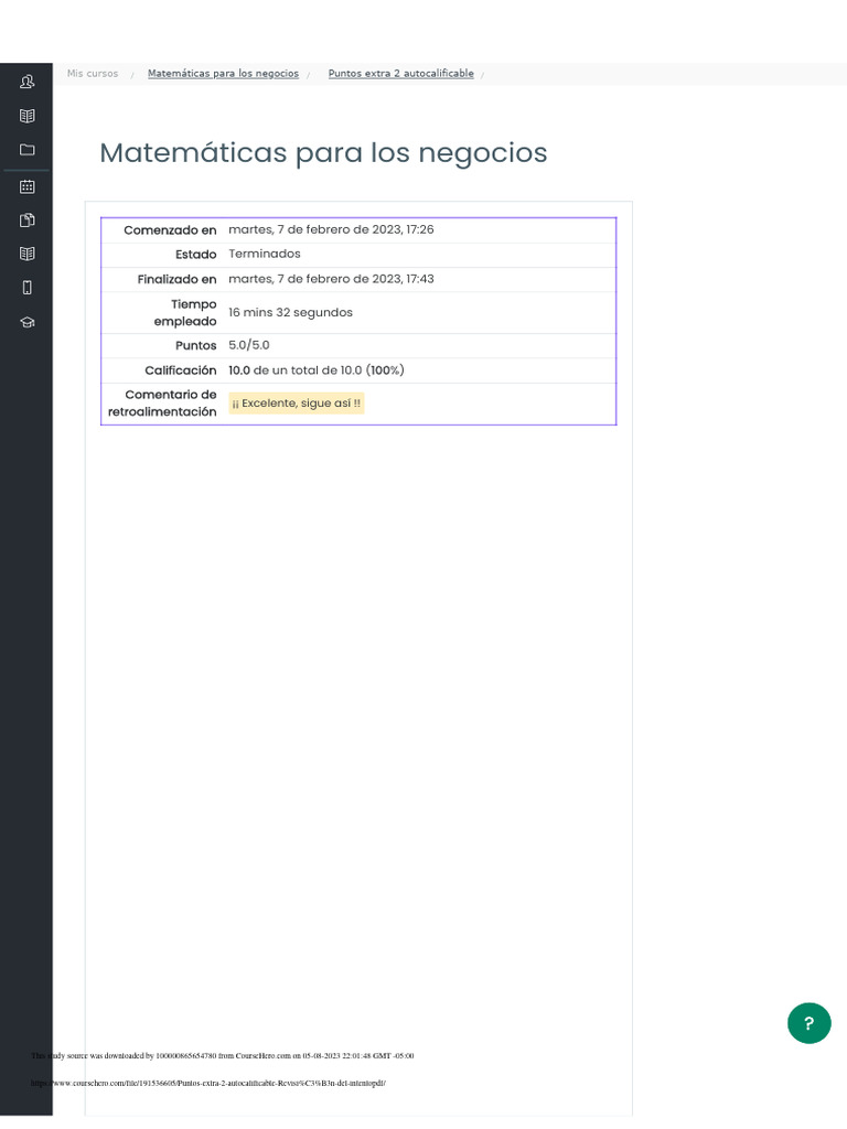 Puntos Extra 2 Autocalificable Revisi N Del Intento PDF | PDF