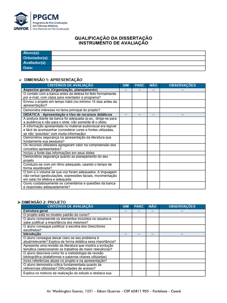 Instrumento de Avaliacao - Qualificacao | PDF | Metodologia | Conhecimento