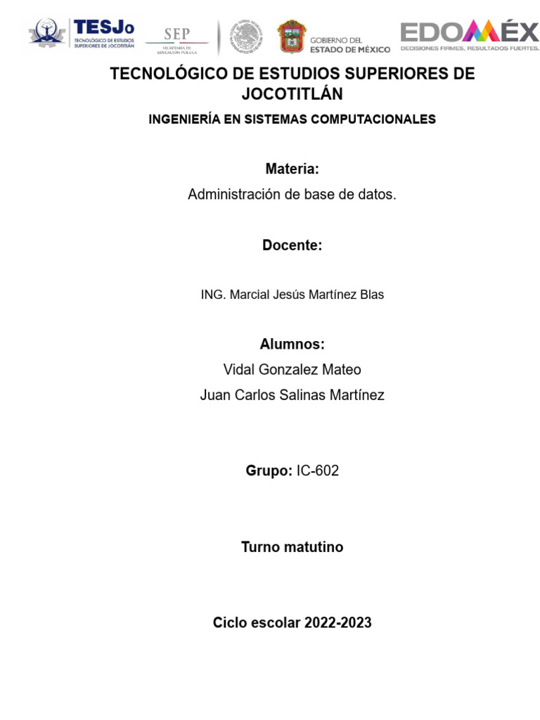 Tablespaces Vidal y Salinas | PDF | Bases de datos | Archivo de computadora