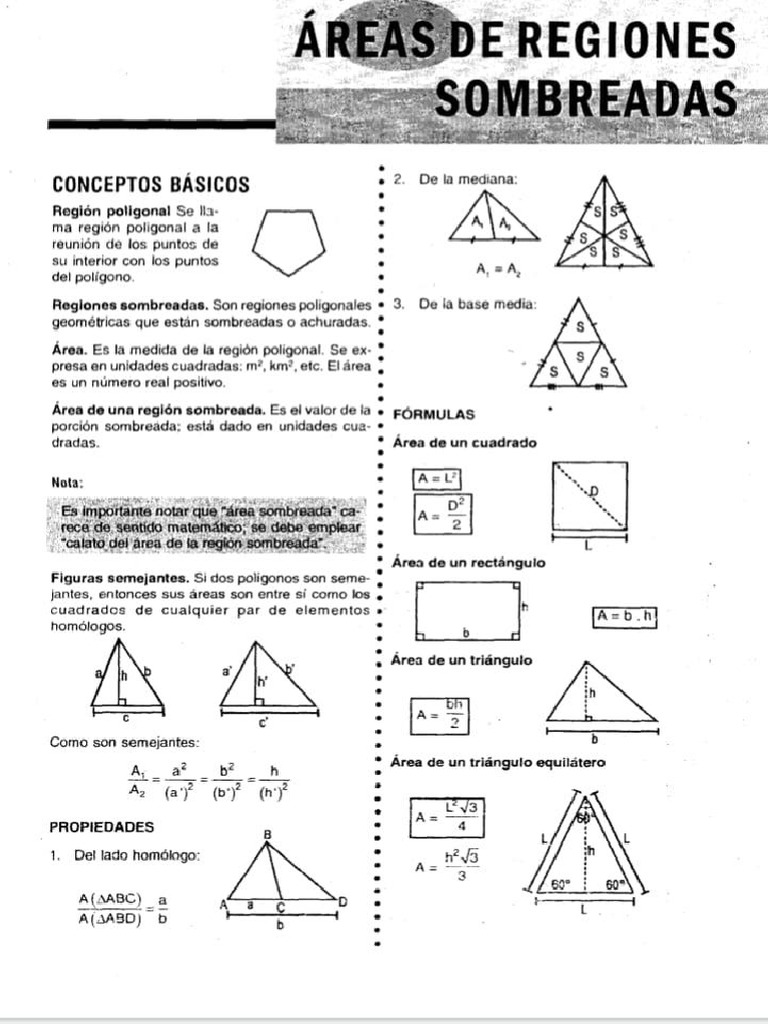 Fórmulas de RM Áreas Sombreadas | PDF
