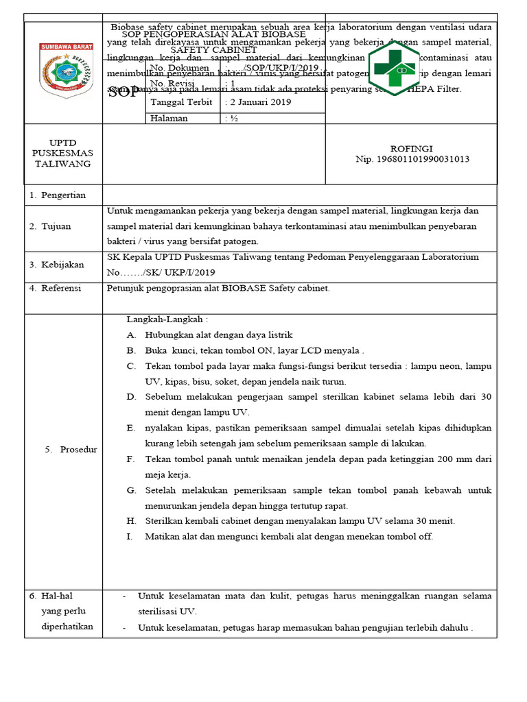 Sop Alat Bobase Sapety Cabinet | PDF | Teknologi & Rekayasa