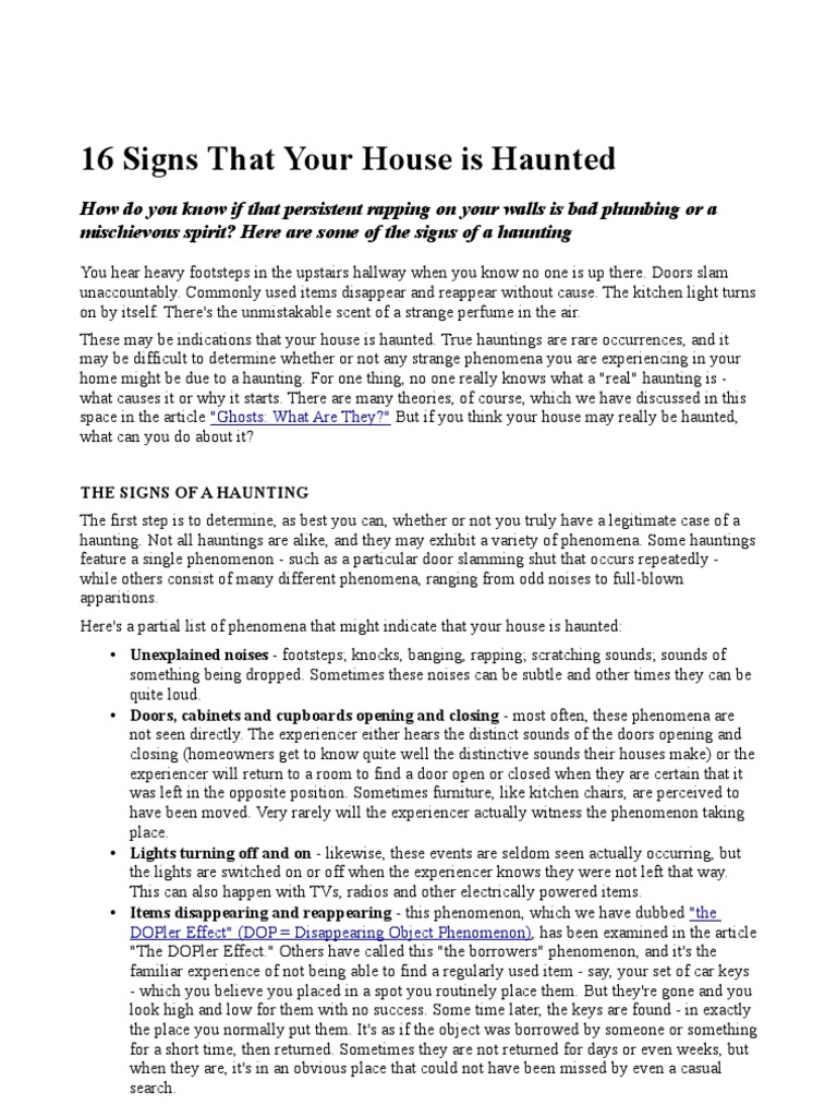 16 Signs That Your House Is Haunted | PDF | Paranormal | Ghosts