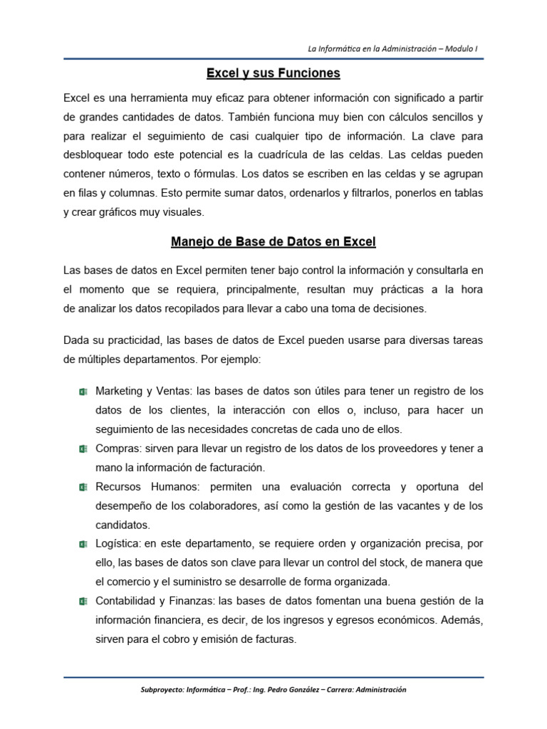 Manejo de Bases de Datos en Excel | PDF | Microsoft Excel | Bases de datos