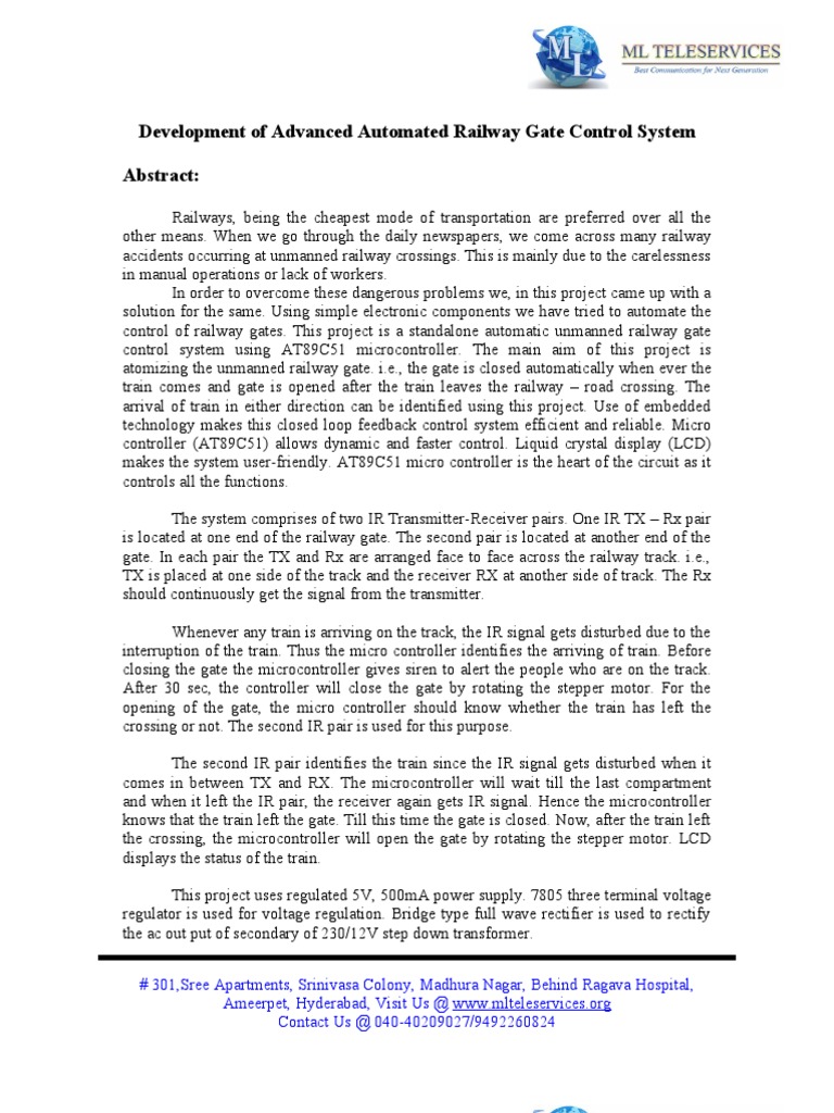 Development Of Advanced Automated Railway Gate Control System Pdf Microcontroller Feedback