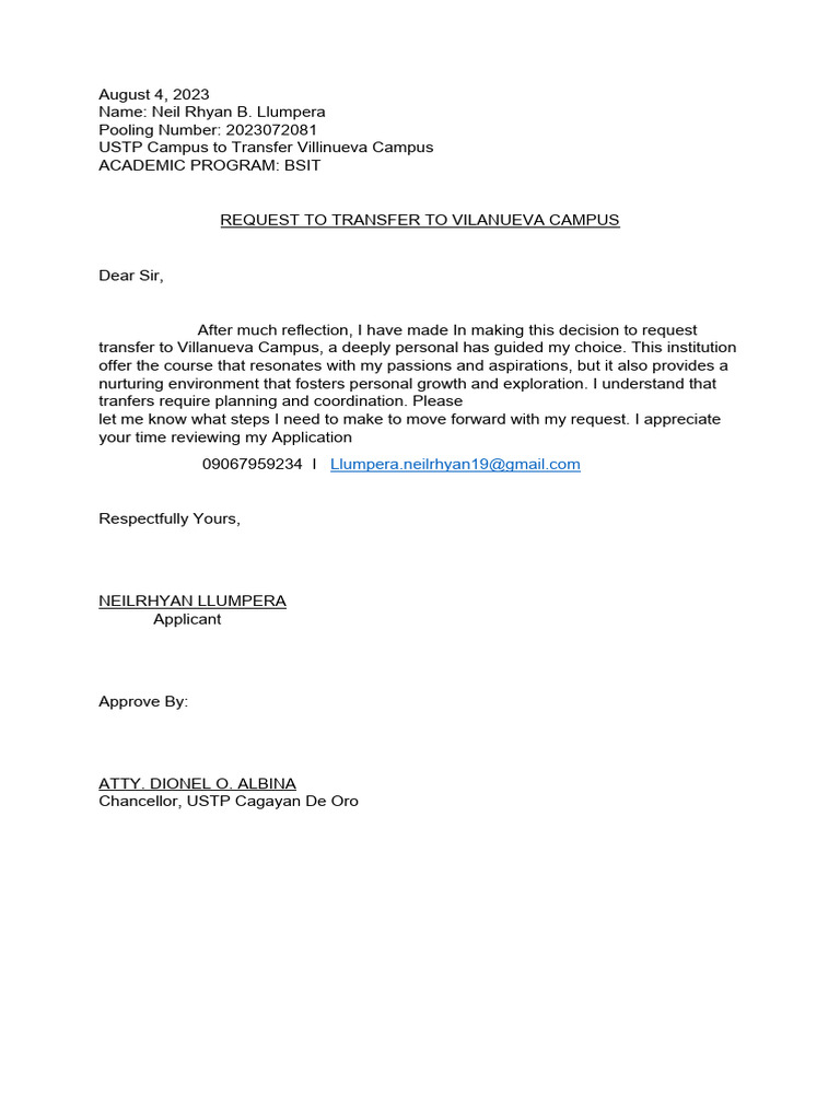 REQUEST FORM TO TRANsFER | PDF