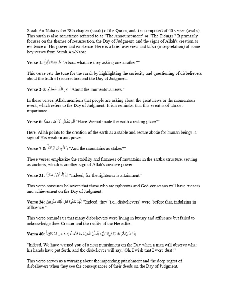 Surah An Naba | PDF | Surah | Last Judgment