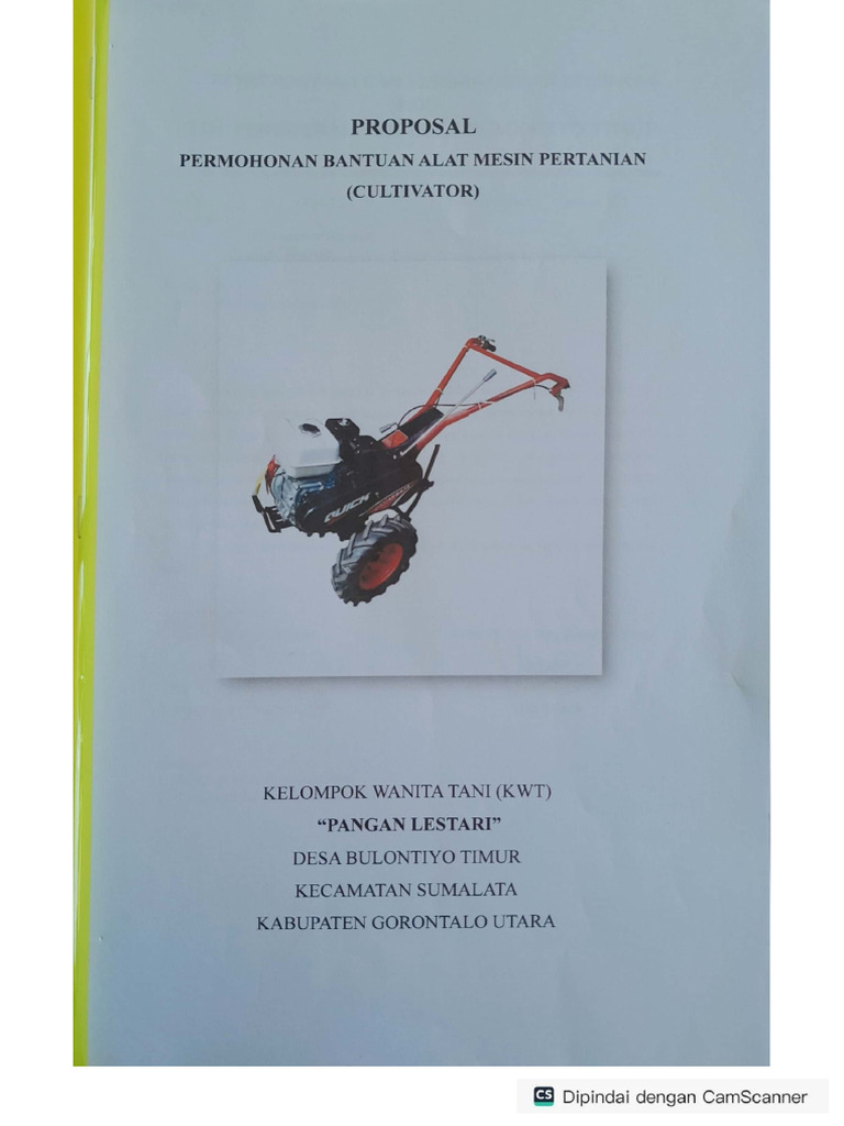 Proposal Permohonan Bantuan Alat Mesin Pertanian (Cultivator) | PDF