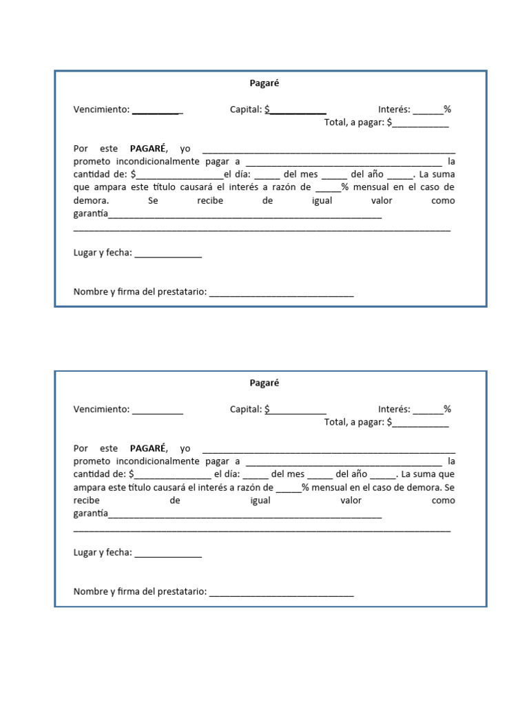 Modelo de Pagare para Editar | PDF