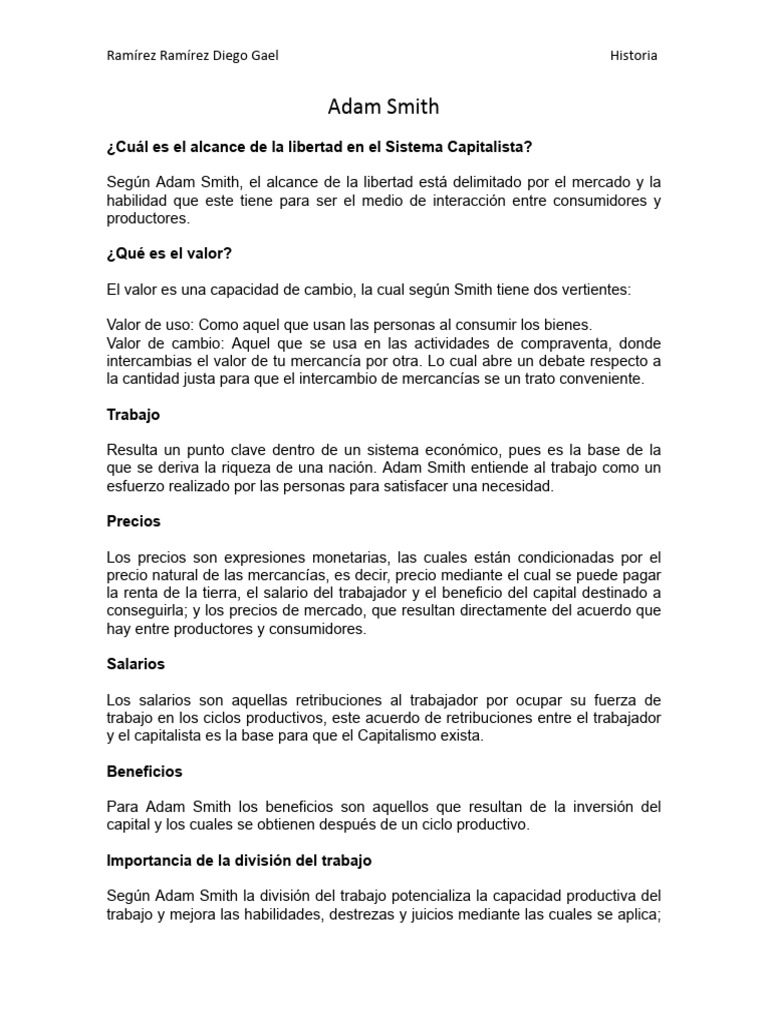 Adam Smith | PDF | Capital (economía) | Capitalismo