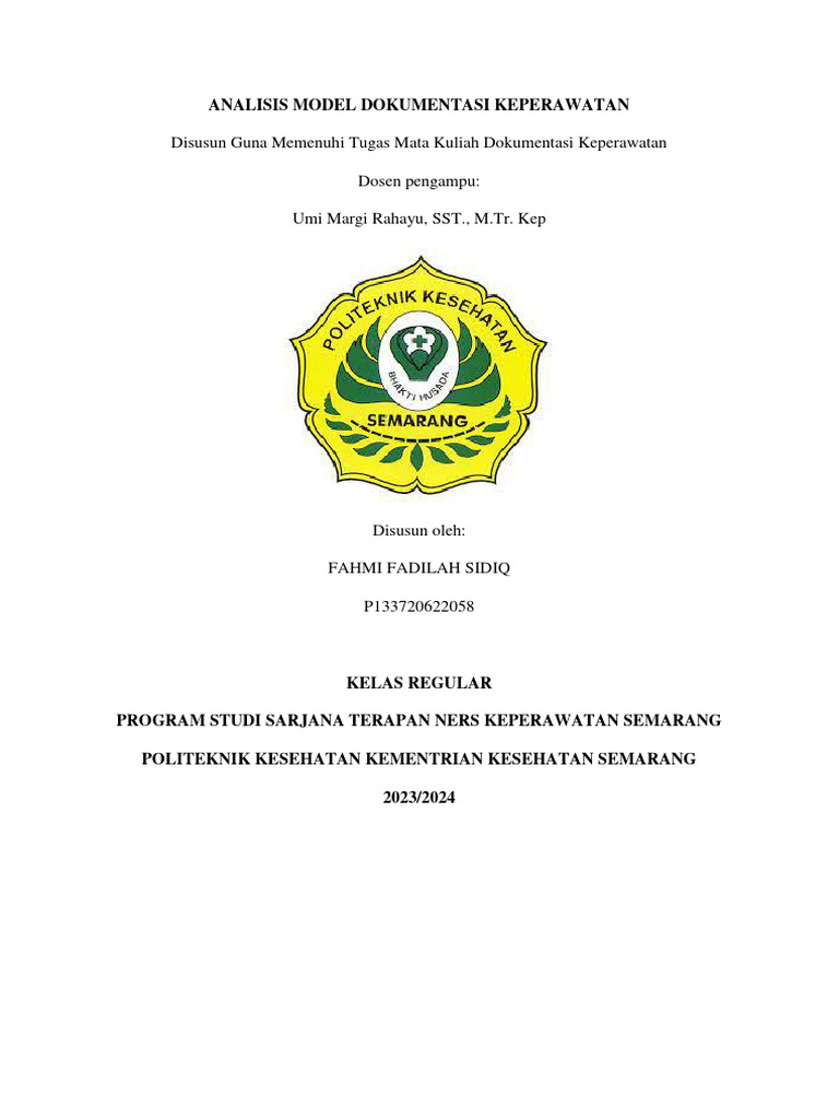 Analisis Model Dokumentasi Keperawatan | PDF | Pengembangan Diri