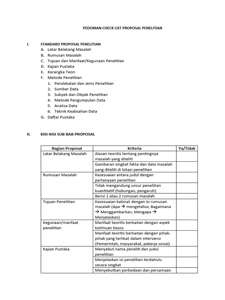 Pedoman Proposal Penelitian Lengkap | PDF