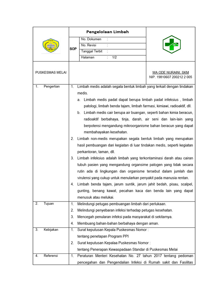 Sop Limbah Fix | PDF | Pengembangan Diri | Kesehatan Holistik