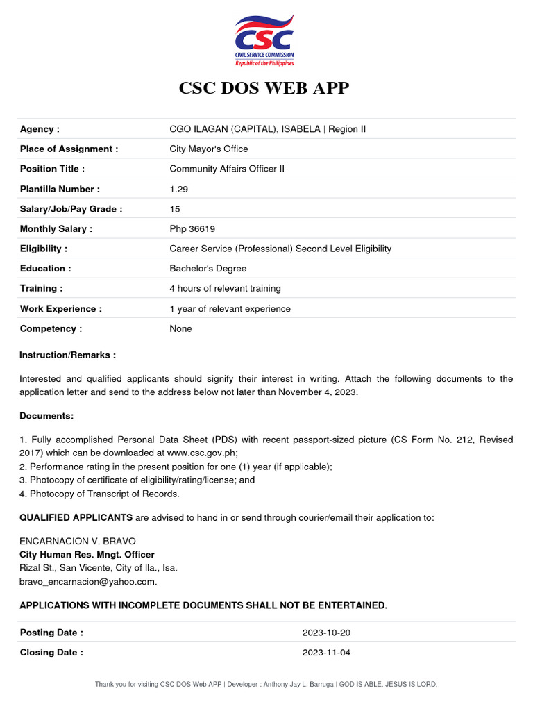 CSC Dos Web App | PDF