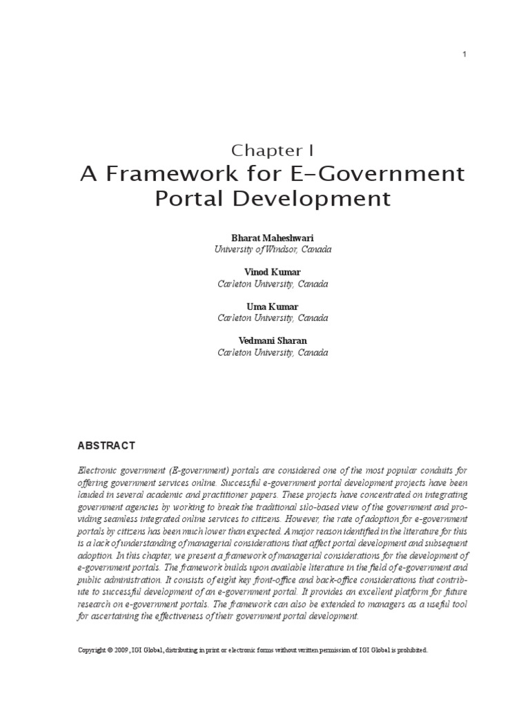 A Framework For E-Government Portal Development | PDF | E Government ...