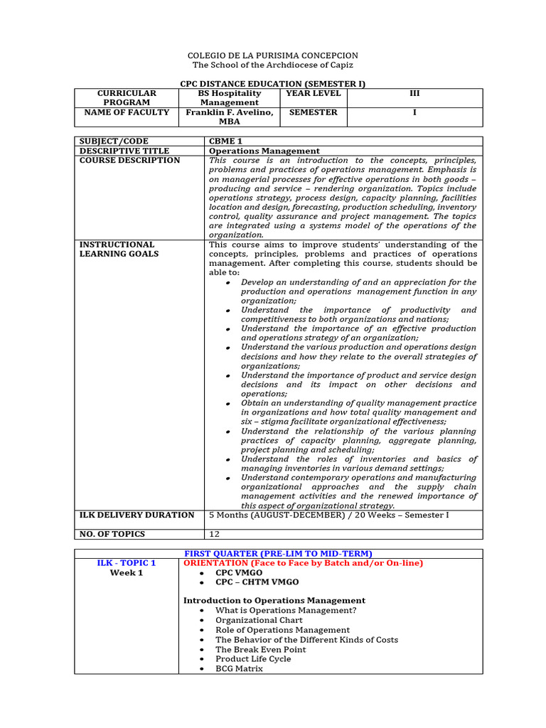 Cbme 1 Final | PDF | Strategic Management | Operations Management
