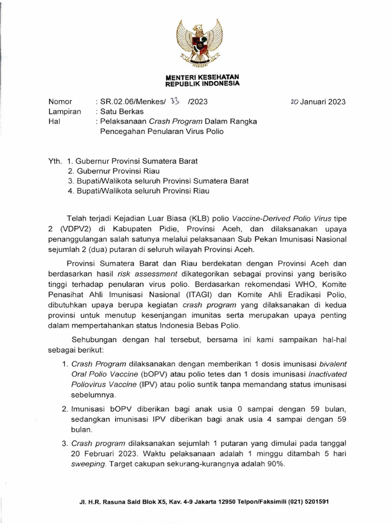 Pelaksanaan Crash Program Polio Sumbar Riau MK | PDF