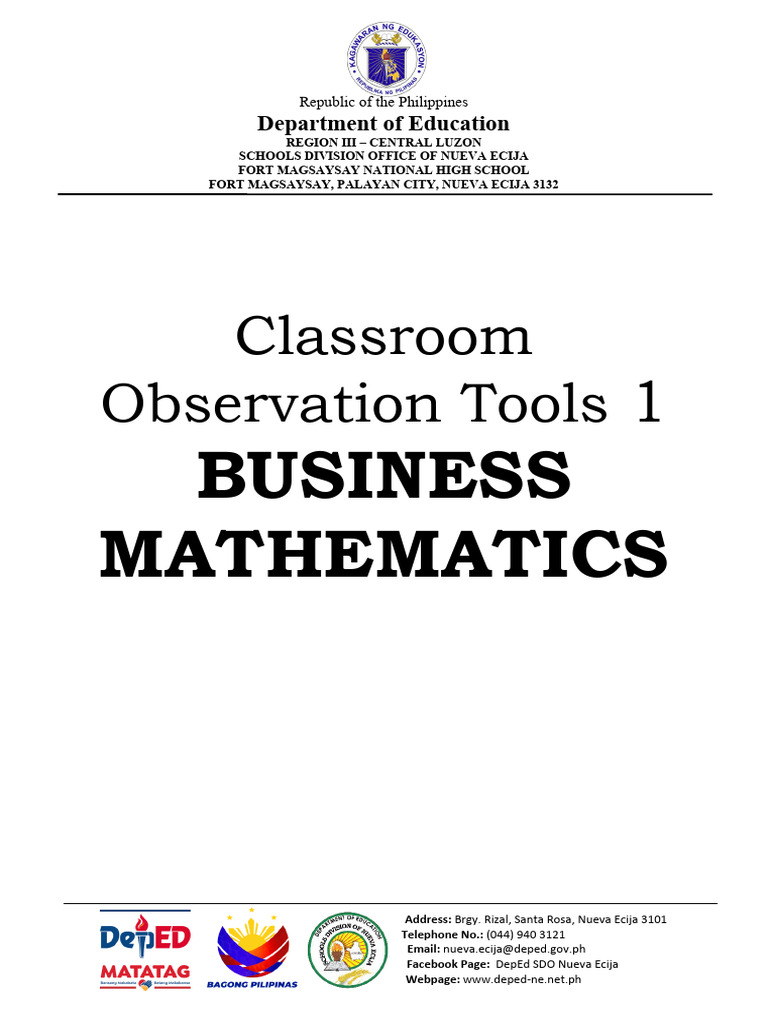 Cot 1-Business Mathematics | PDF