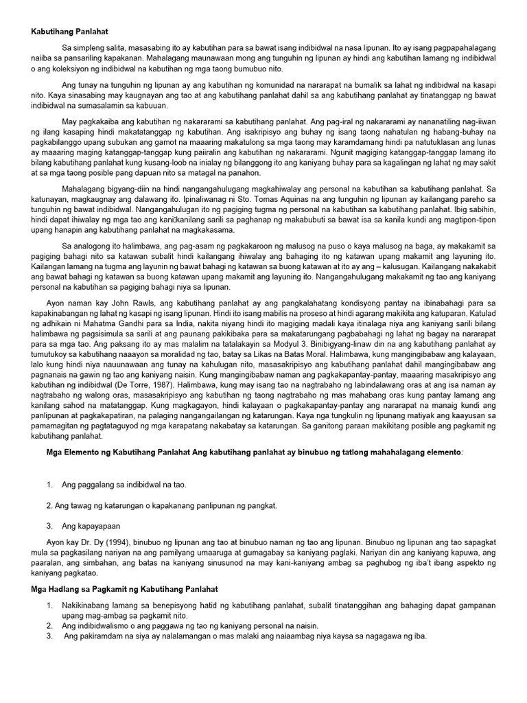 Unang Markahan Esp 9 | PDF