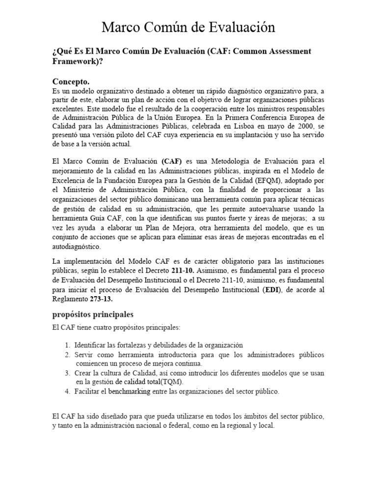 Caf Marco Comun de Evaluacion | PDF | Business