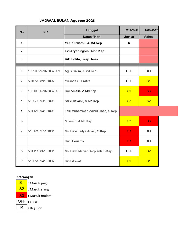 Jadwal Piket Ugd 2023 - September 2023 | PDF