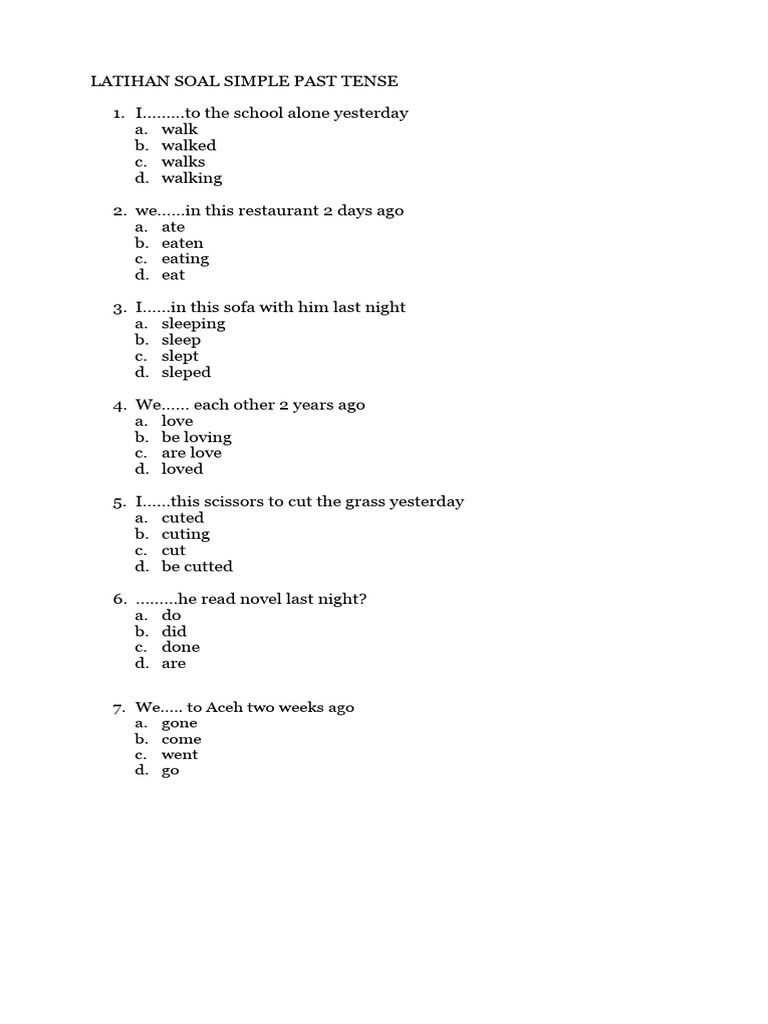 Latihan Soal Simple Past Tense | PDF