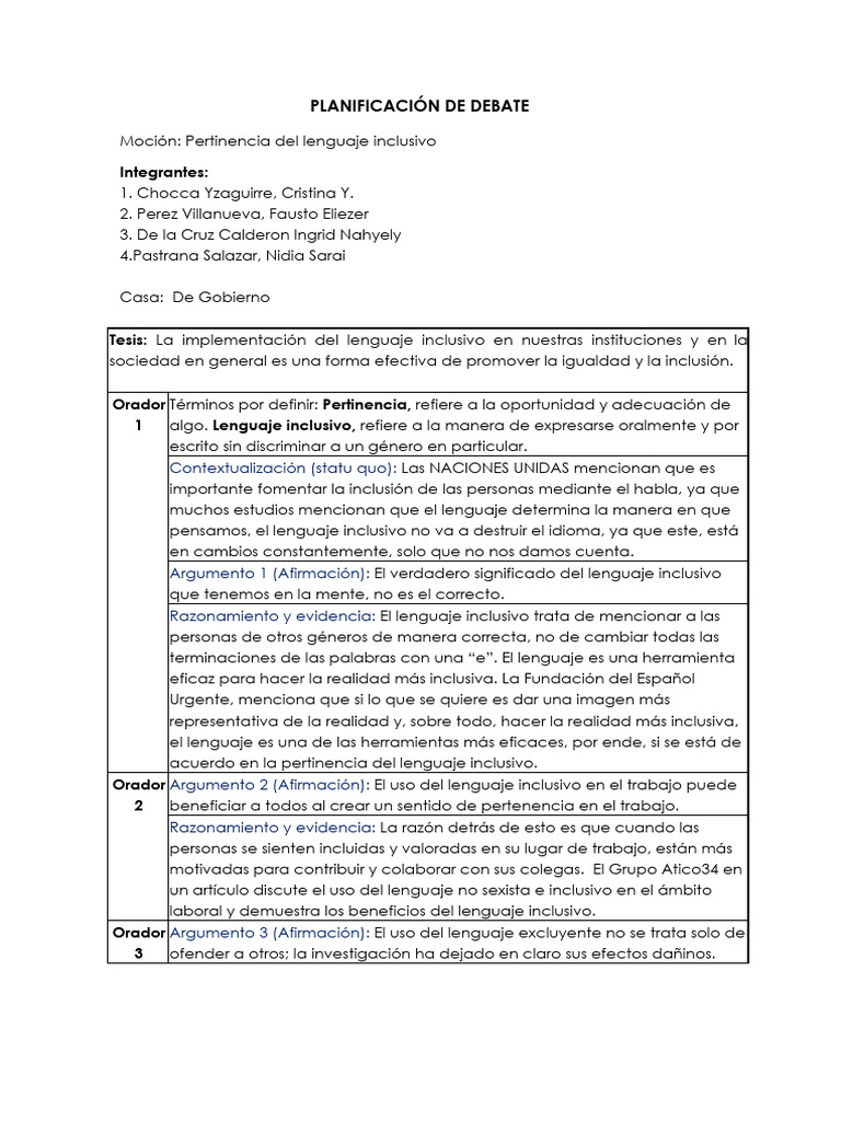 Planificación de Debate | PDF | Discriminación Planificación de Debate | PDF | Discriminación