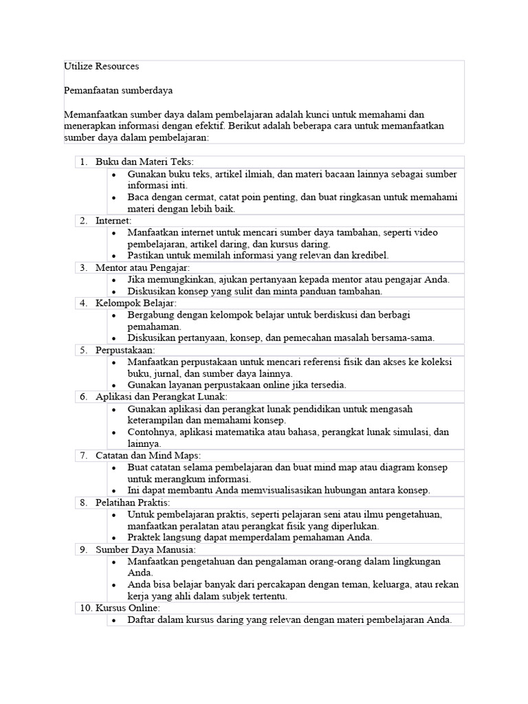 Utilize Resources | PDF