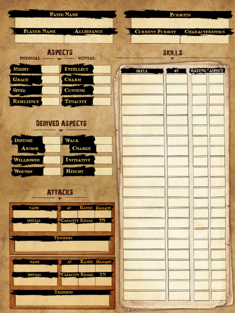 TTB CharacterSheet Into The Steam | PDF