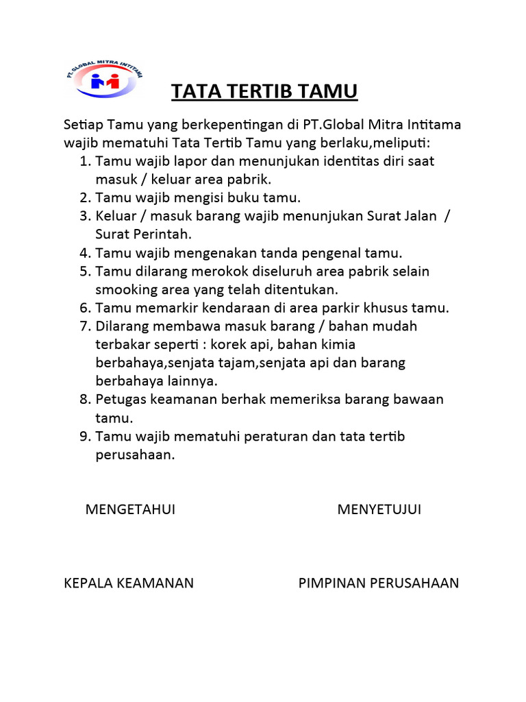 TATA TERTIB TAMU | PDF