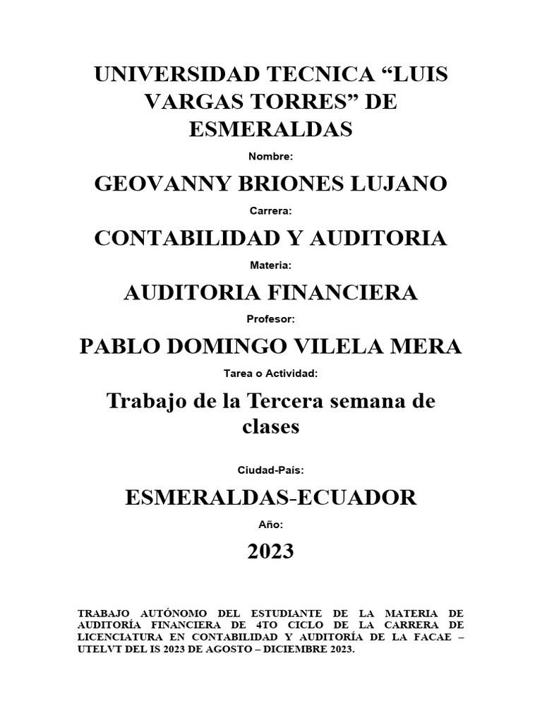Tarea de La Semana 3 | PDF | Auditoría | Contralor