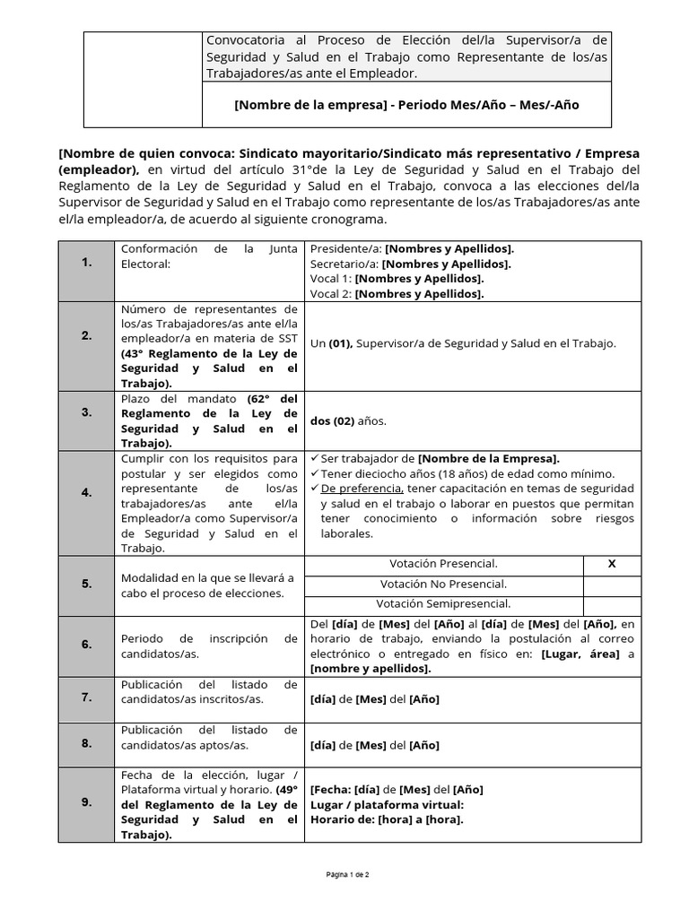 Convocatoria Al Proceso de Elección Del Supervisor de SST, RM-245-2021 ... Convocatoria Al Proceso de Elección Del Supervisor de SST, RM-245-2021 ...