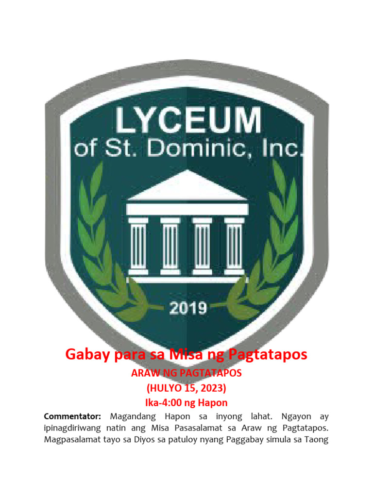 Gabay para Sa Misa NG Pagtatapos | PDF