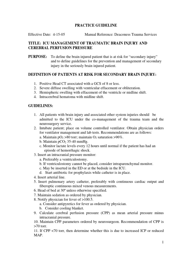ICUManagementof CPP | Download Free PDF | Traumatic Brain Injury | Medical Emergencies
