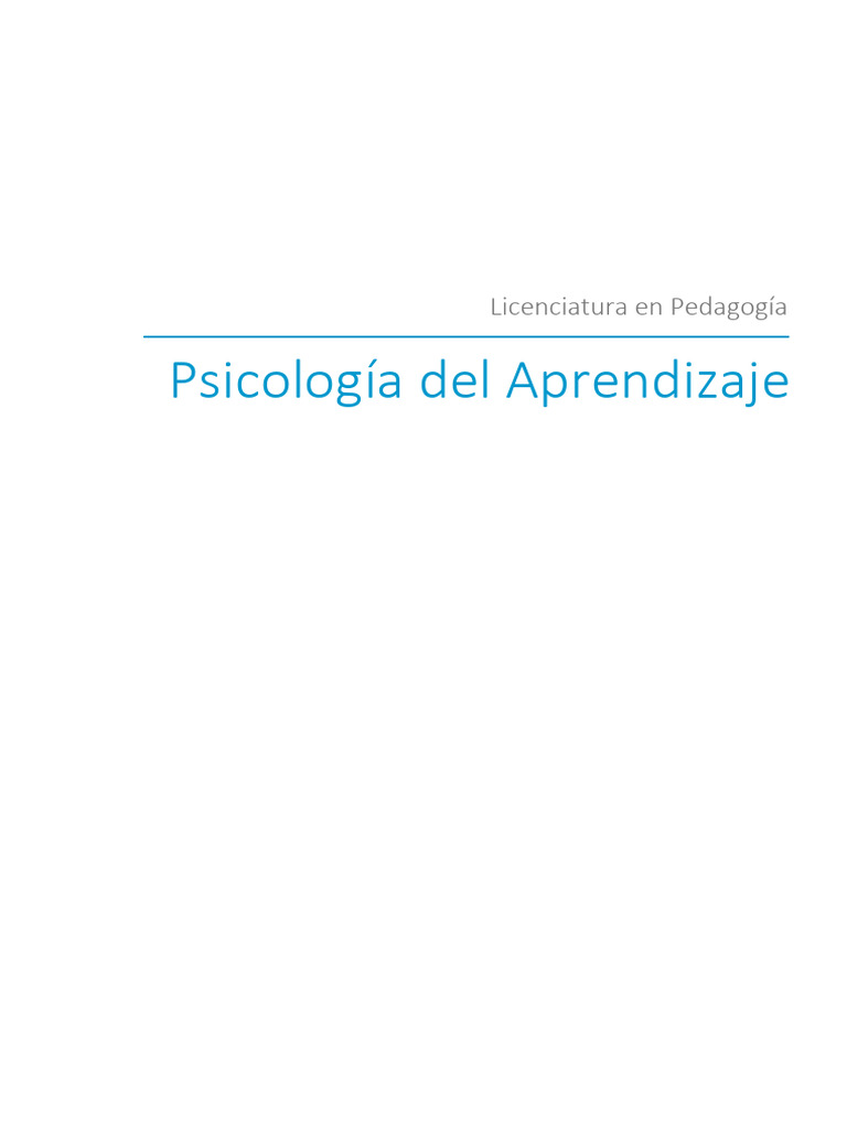 Psicología Del Aprendizaje | PDF | Aprendizaje | Sicología