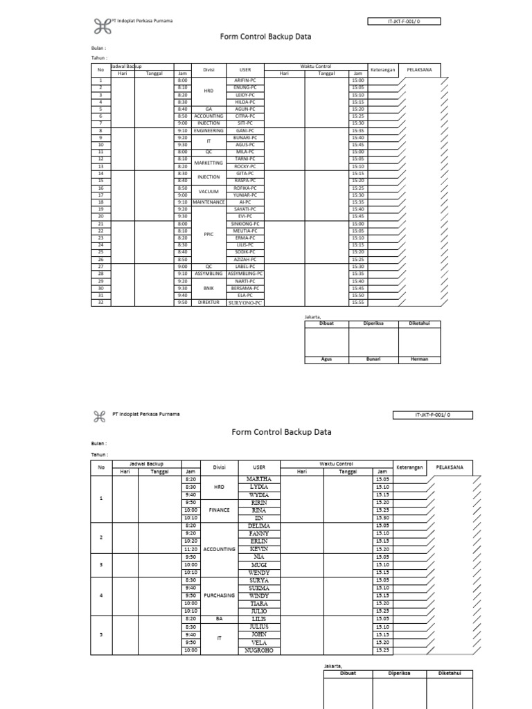 Form Control Backup Data | PDF