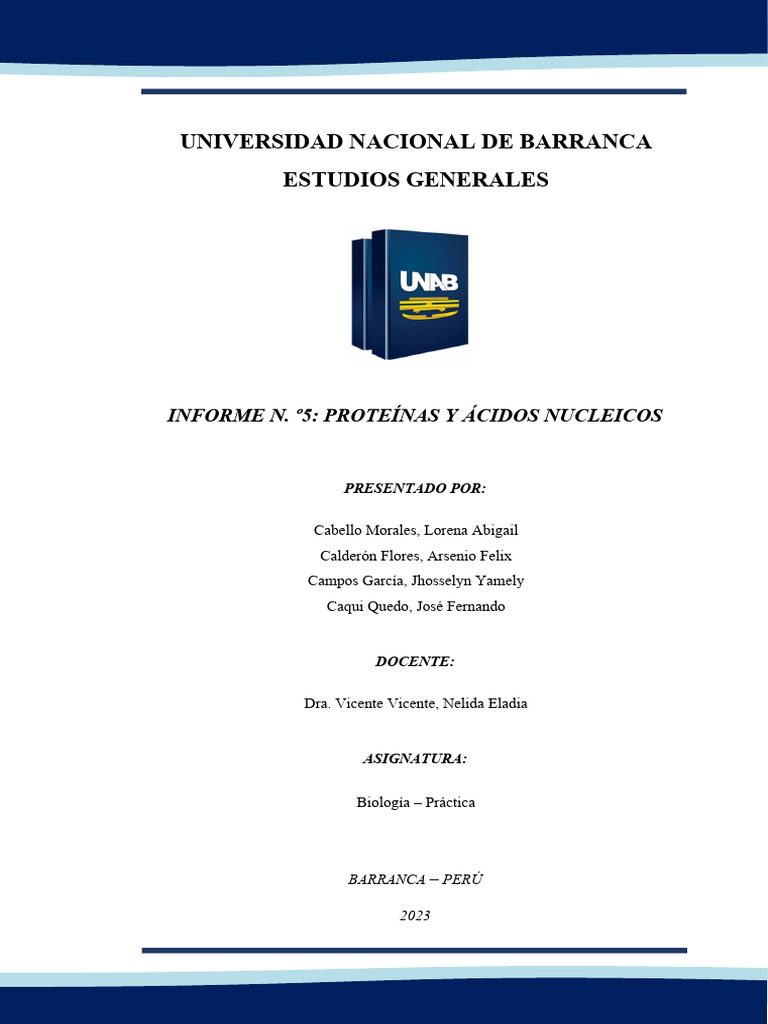 Informe Nº5 - Biol. prac. | PDF | Proteínas | Adn