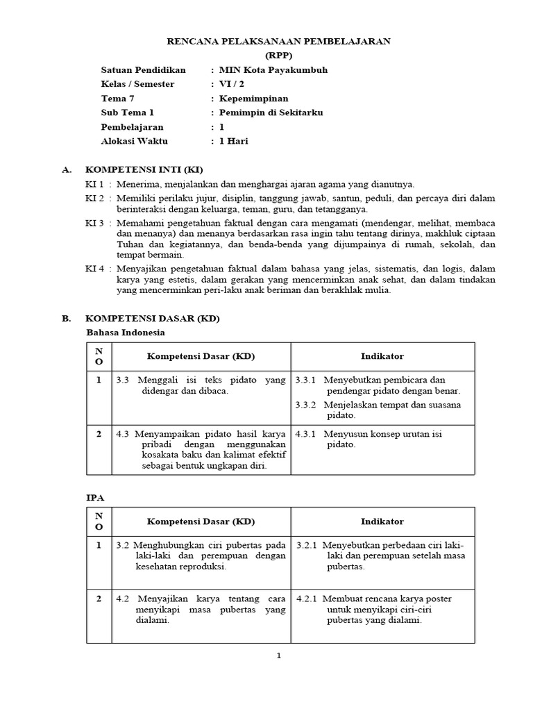 Bahan PPG RPP Tema 7 | PDF