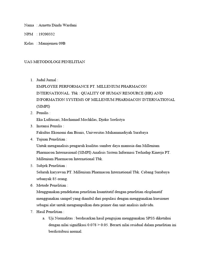 Review Jurnal Uas Metopen | PDF