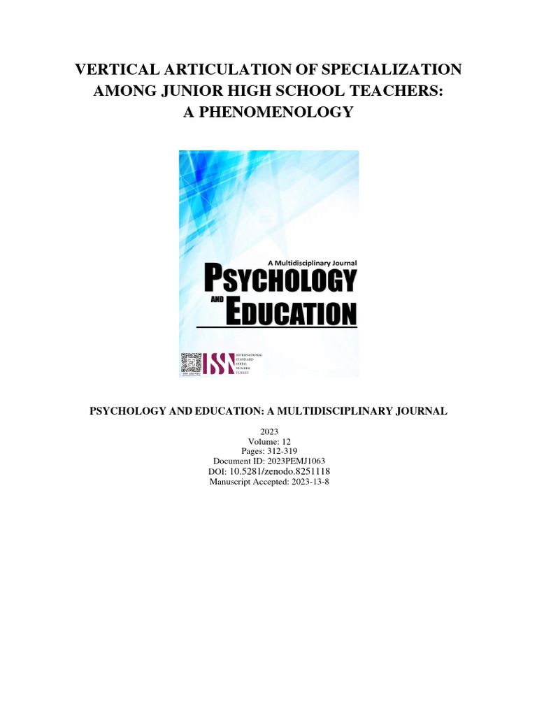Vertical Articulation of Specialization Among Junior High School ...