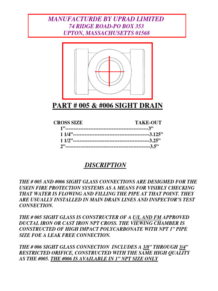 Sight Drain Connections for Fire Systems | PDF