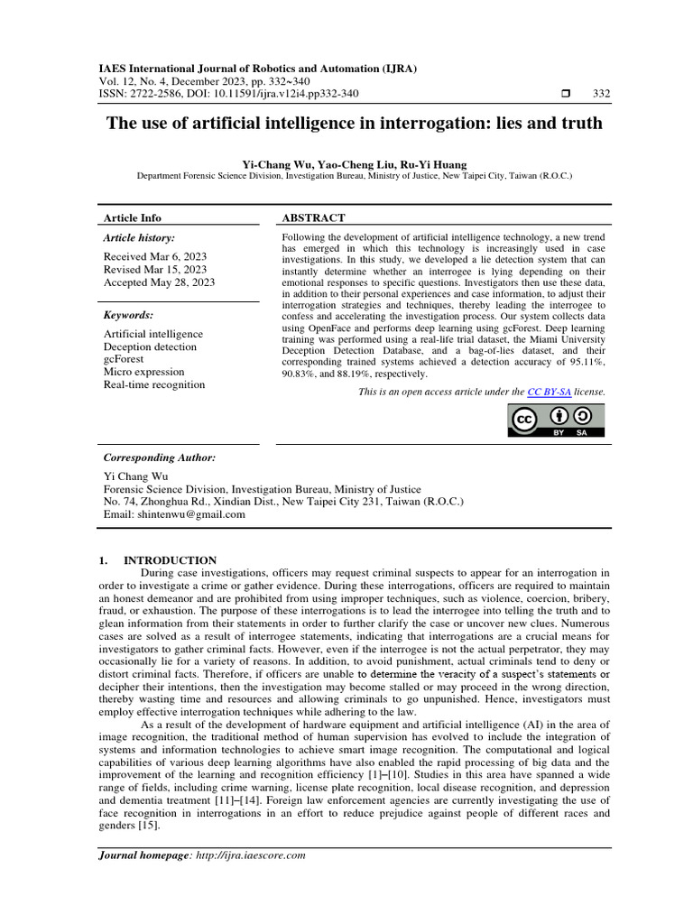 The Use of Artificial Intelligence in Interrogation: Lies and Truth ...